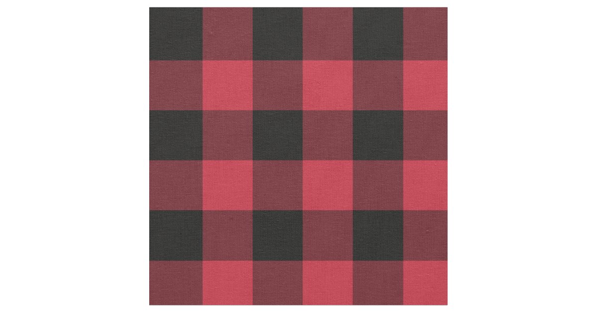 Red Black Buffalo Plaid Pattern Fabric | Zazzle