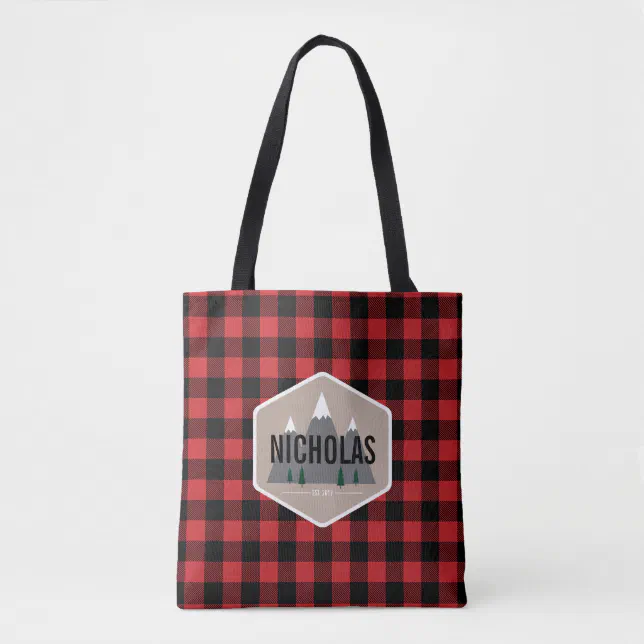 Red & Black Buffalo Plaid Pattern Tote Bag | Zazzle