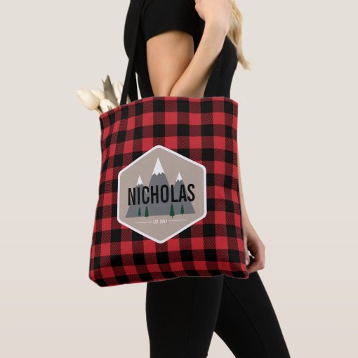 Red & Black Buffalo Plaid Pattern Tote Bag | Zazzle