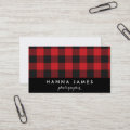 Red Black Buffalo Plaid Personalized Business Card | Zazzle