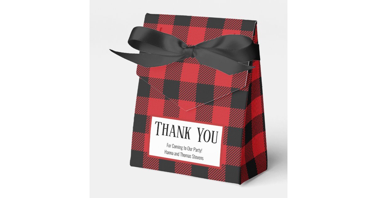 Red Black Buffalo Plaid Rustic Favor Box | Zazzle
