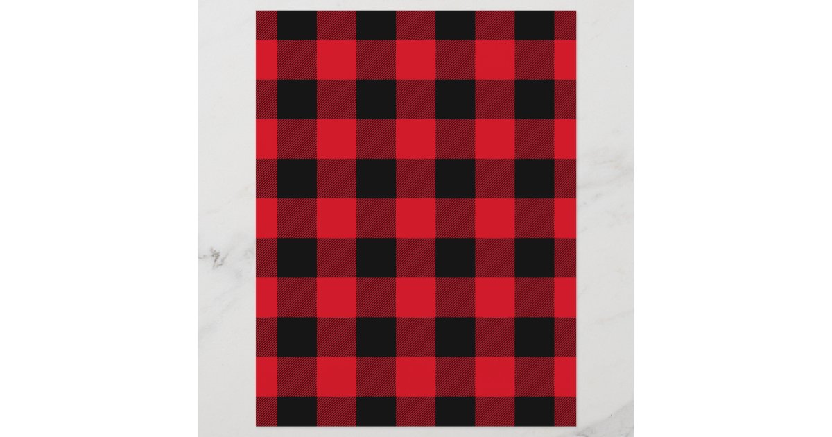 Red Black Buffalo Plaid Rustic Scrapbook Paper | Zazzle