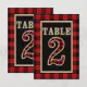Red & Black Buffalo Plaid Rustic Table Number 2 | Zazzle
