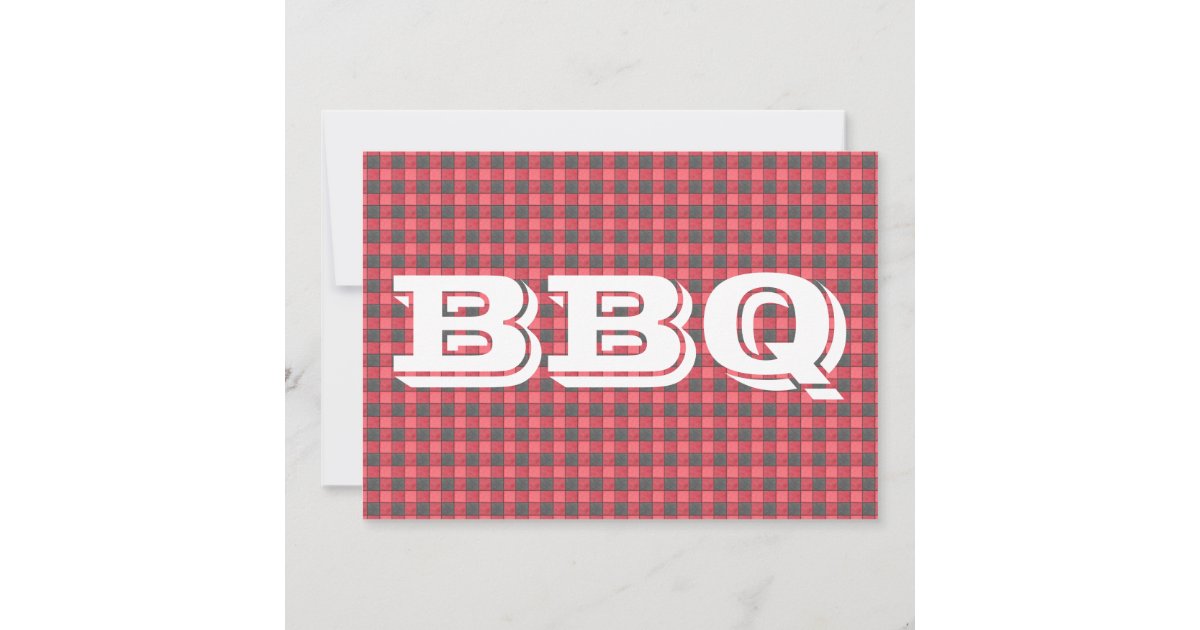 Red Black Check Plaid BBQ Invitation | Zazzle
