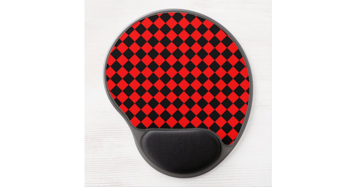 Red Black Checker Diamond Pattern Gel Mouse Pad | Zazzle