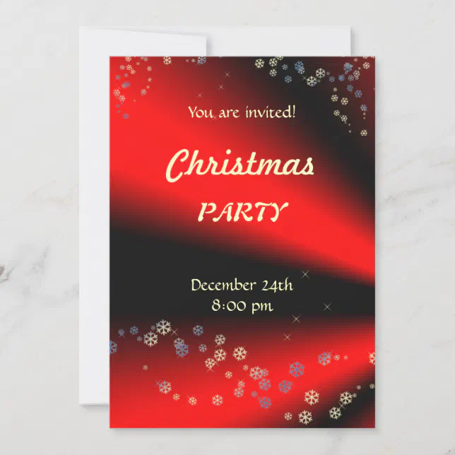 Red Black Christmas Party invitation | Zazzle