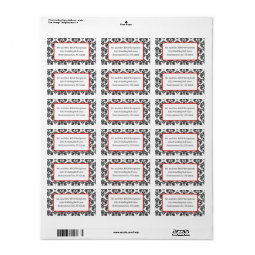 Red & Black Damask #4 Dots Shipping Label | Zazzle