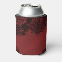 Red & Black Dark Elegance Lace Gothic Romance Can Cooler | Zazzle