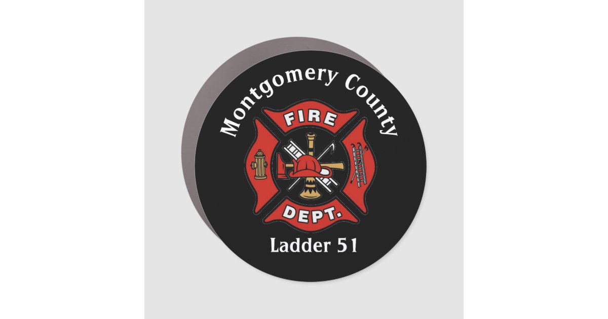 Red & Black Fire Department Logo Custom Car Magnet | Zazzle