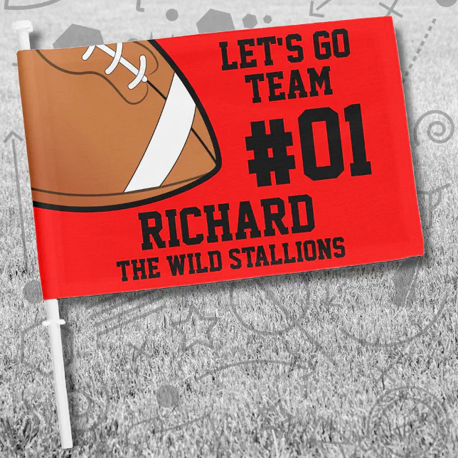 Red Black Football Team Spirit Car Flag | Zazzle