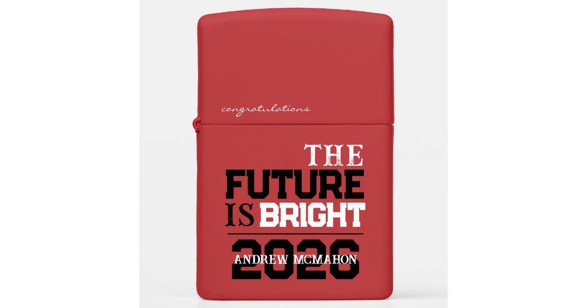Red & Black Future is Bright Graduation Gift Zippo Lighter | Zazzle