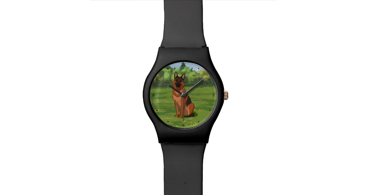 Red & Black German Shepherd GSD Watch | Zazzle