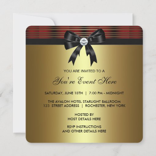 Red Black Gold Party Invitation | Zazzle