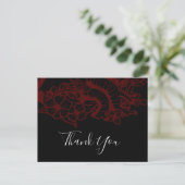 Red & Black Gothic Flower Heart Wedding Thank You Postcard | Zazzle