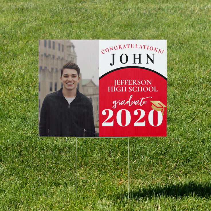 Red Black Graduation | Birthday Outdoor Sign | Zazzle