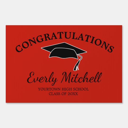 Red Black Graduation Cap High School College Sign | Zazzle.com