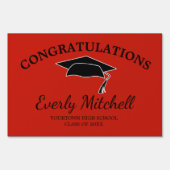 Red Black Graduation Cap High School College Sign | Zazzle