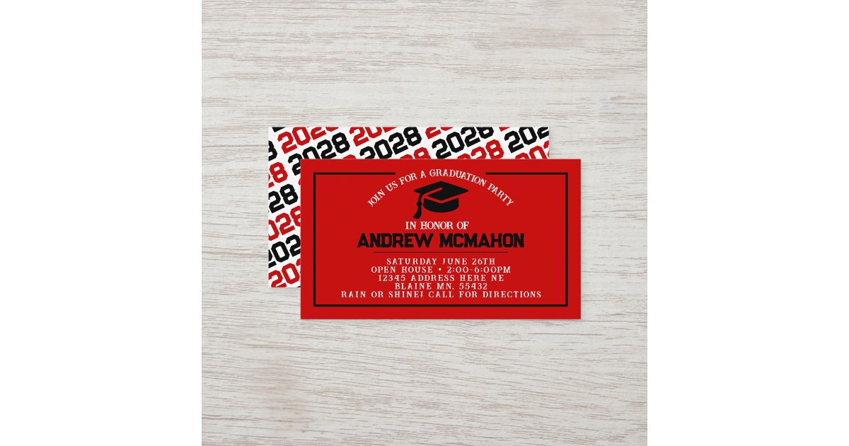Red & Black Graduation Mini Graduation Invites | Zazzle