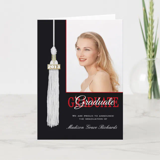 Red/Black Graduation Party Invitation Photo Card | Zazzle
