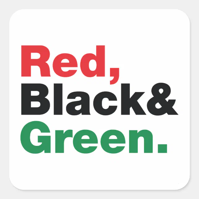 Red, Black & Green. Square Sticker | Zazzle