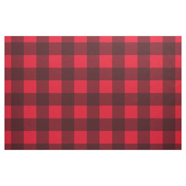 Bright Red and Black Buffalo Plaid Fabric | Zazzle.com