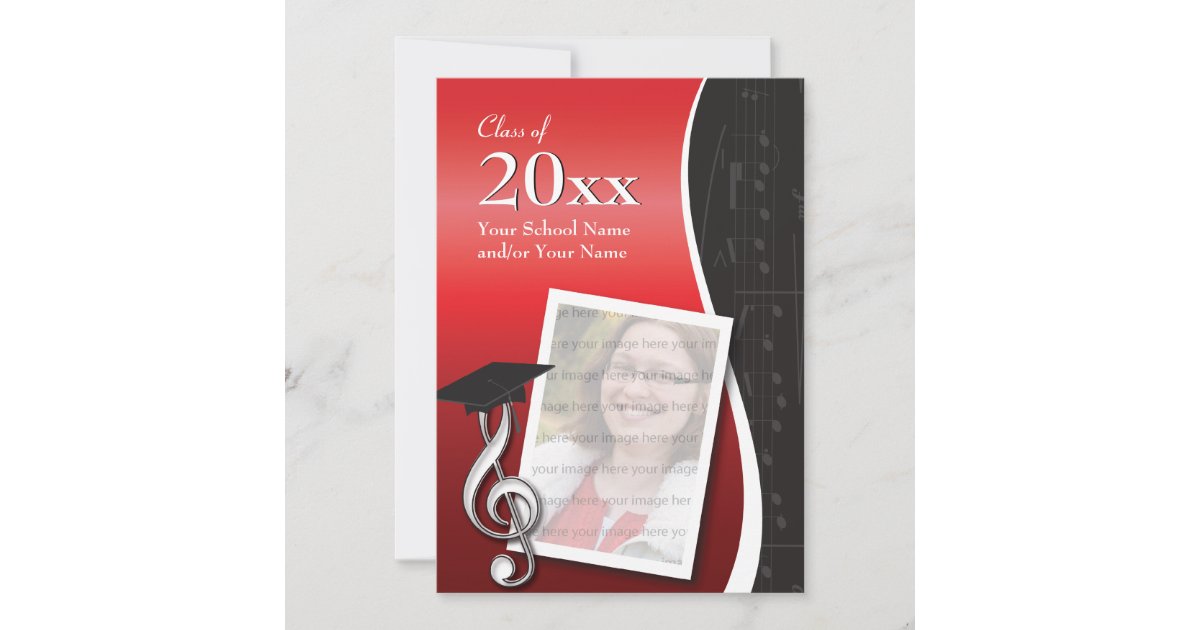 Red & Black Music Graduation Invitation | Zazzle