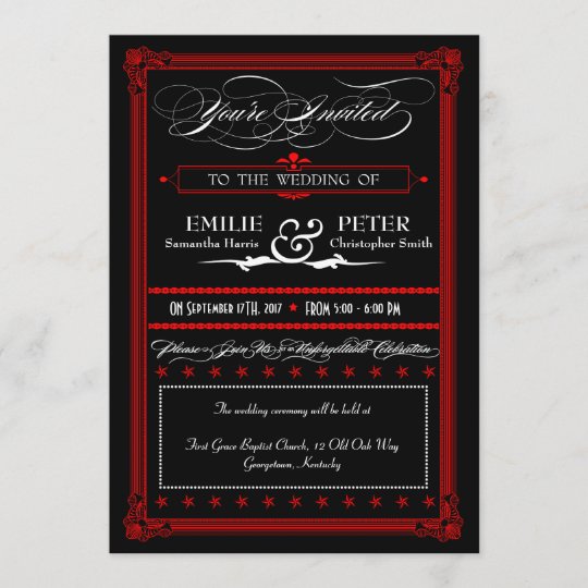 Red & Black Poster Style Wedding Invitations | Zazzle.com