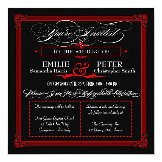 Red & Black Poster Style Wedding Invitations | Zazzle.com