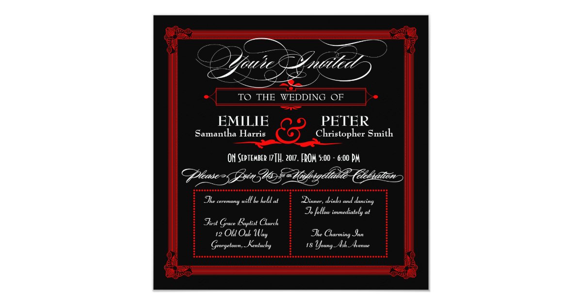 Red & Black Poster Style Wedding Invitations | Zazzle.com