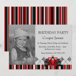 Red & Black Race Car Birthday Invite | Zazzle