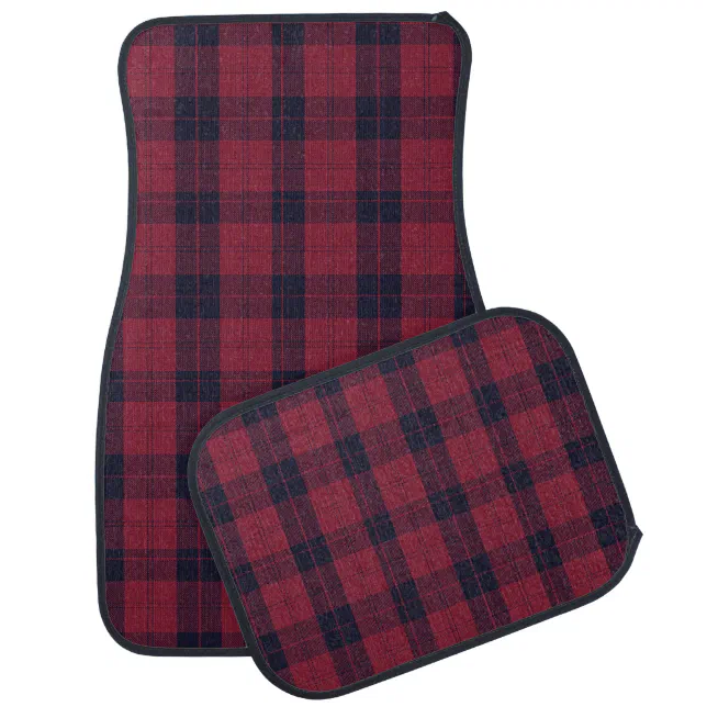 Red Black Racing Karting Tartan Checkered Car Mat | Zazzle