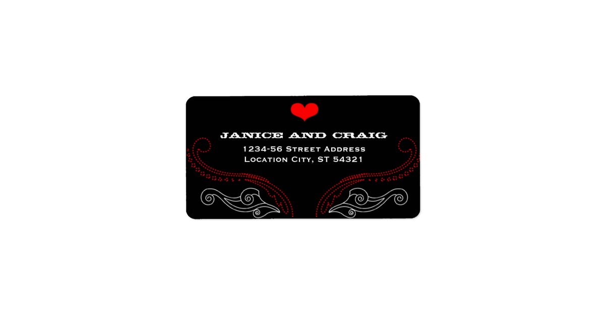 Red & Black Rock 'n' Roll Music Themed Wedding Label | Zazzle