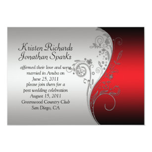 Black red silver Wedding Invitations | Zazzle