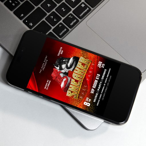 Red Black Sneaker Ball Party Flyer Invitation | Zazzle