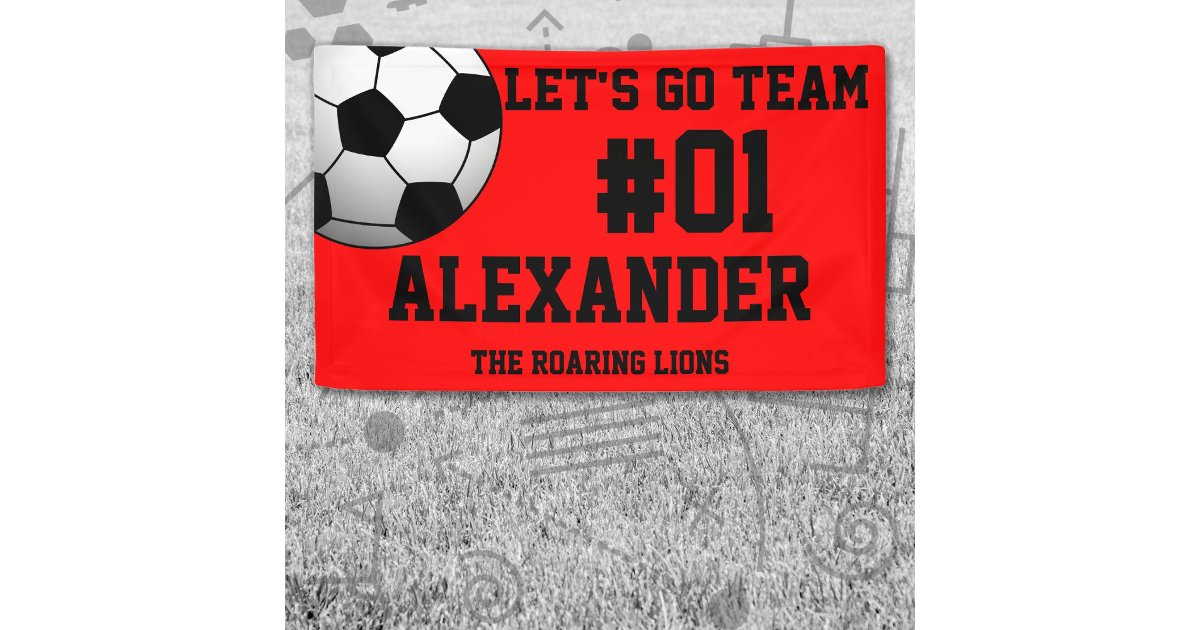 Red Black Soccer Team Banner | Zazzle