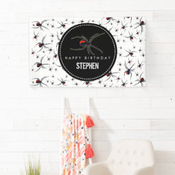 Red & Black Spider Birthday Party Theme Banner | Zazzle