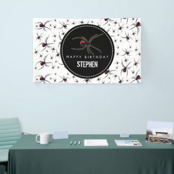 Red & Black Spider Birthday Party Theme Banner | Zazzle