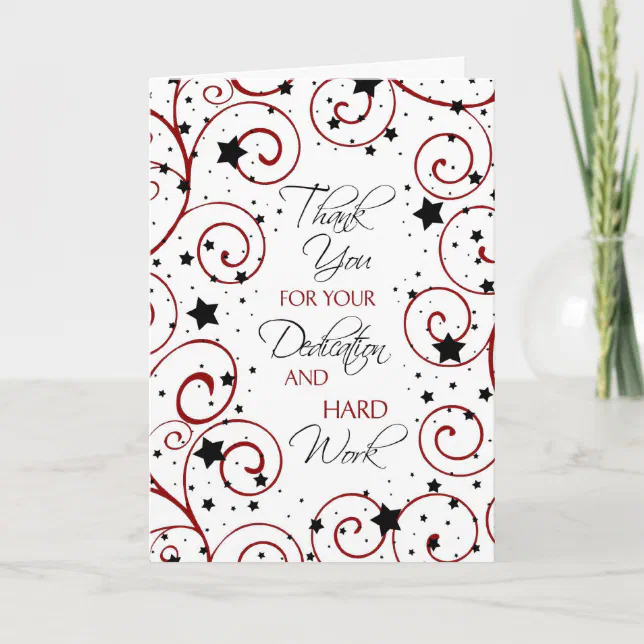 Red Black Stars Employee Appreciation Card | Zazzle