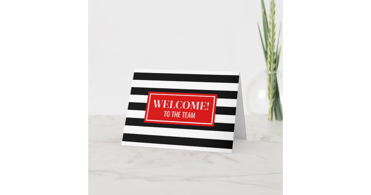 Red Black Stripes Employee Welcome to the Team Card | Zazzle