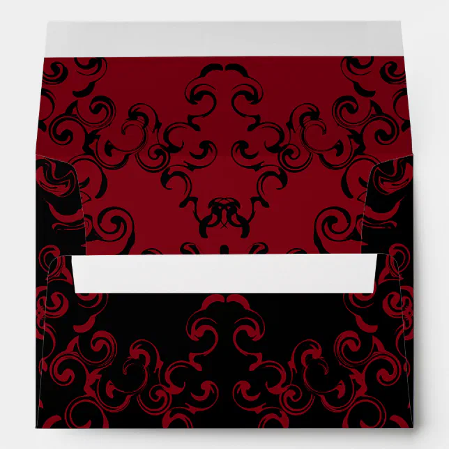 Red & Black Swirl Gothic Wedding Envelope | Zazzle