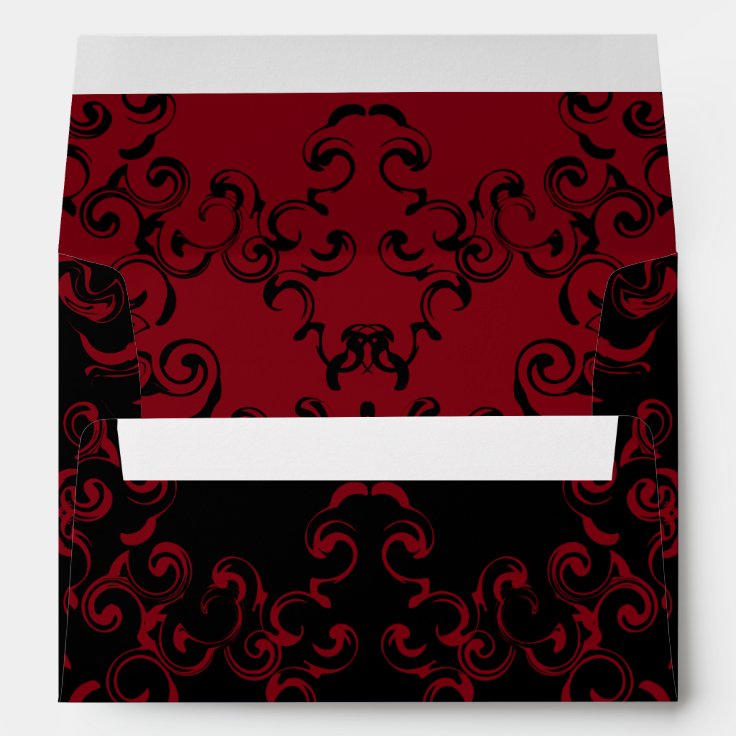 Red & Black Swirl Gothic Wedding Envelope | Zazzle