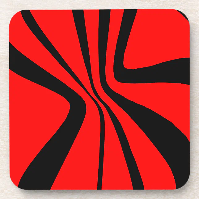 Red Black Swirls Modern Colors Pattern Beverage Coaster | Zazzle