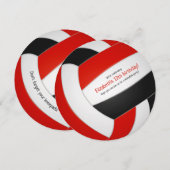 Red black team colors volleyball party announcement | Zazzle