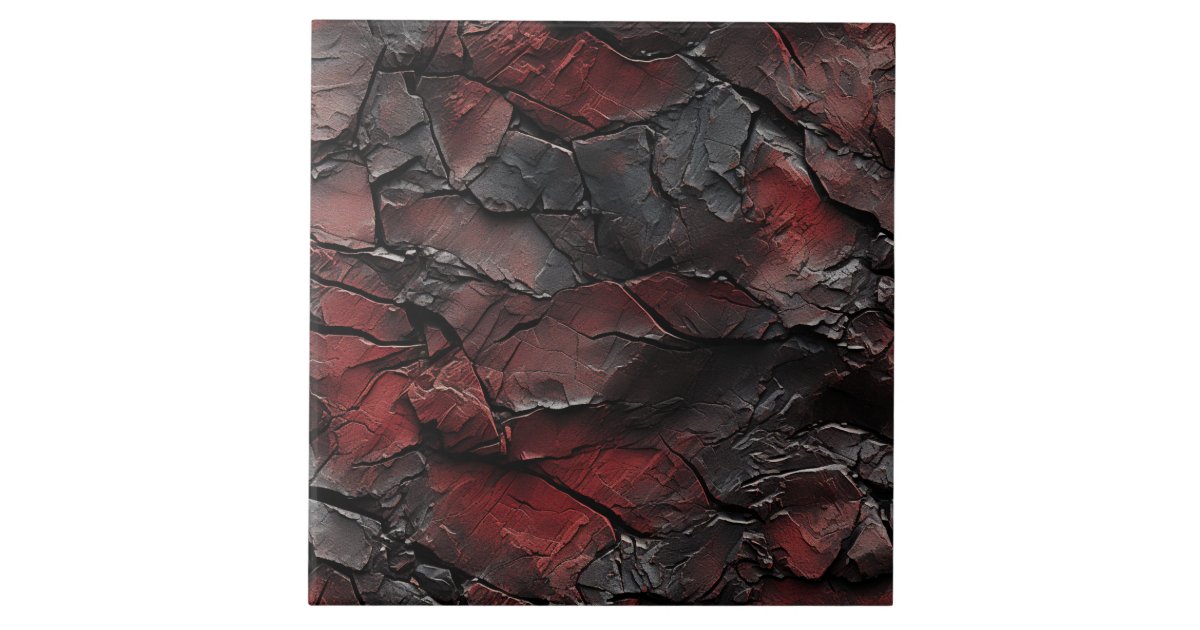 Red & Black Textured Slate Ceramic Tile | Zazzle