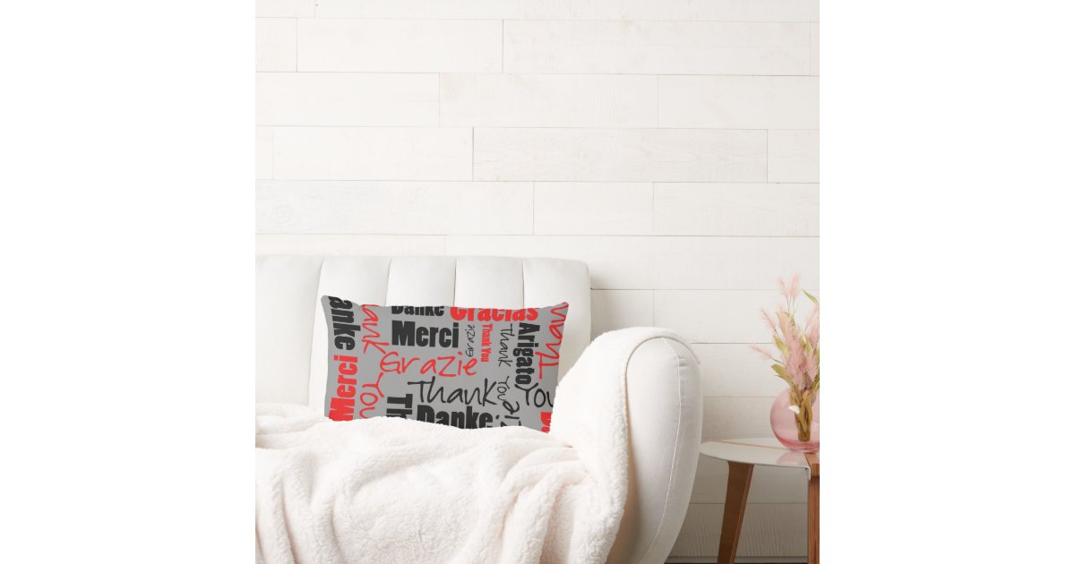 Red Black Thank You Word Cloud Lumbar Pillow | Zazzle