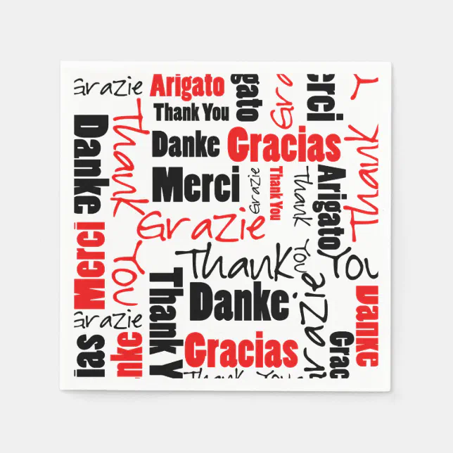 Red Black Thank You Word Cloud Napkins | Zazzle