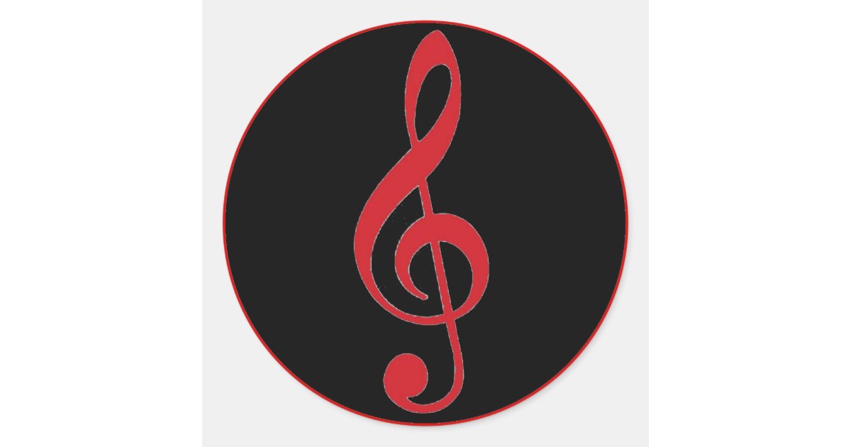 Red black treble clef music stickers | Zazzle