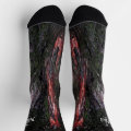 Red black tree mossy wood bark cool Monogram Socks | Zazzle