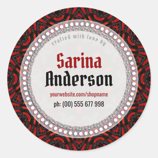 Red Black Tribal Pattern Made By Labels Stickers | Zazzle