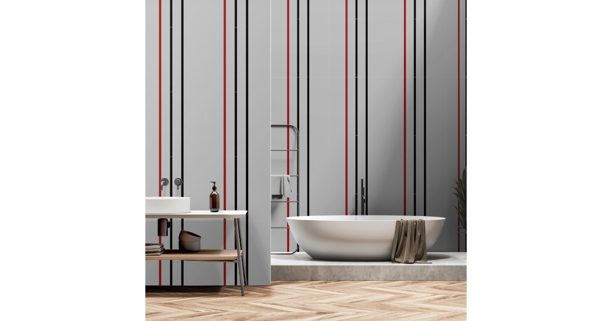 Red Black Vertical Stripe Gray Wallpaper | Zazzle